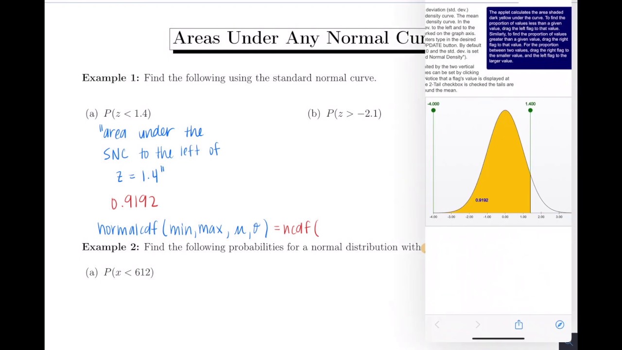 Areas Under Any Normal Curve - YouTube