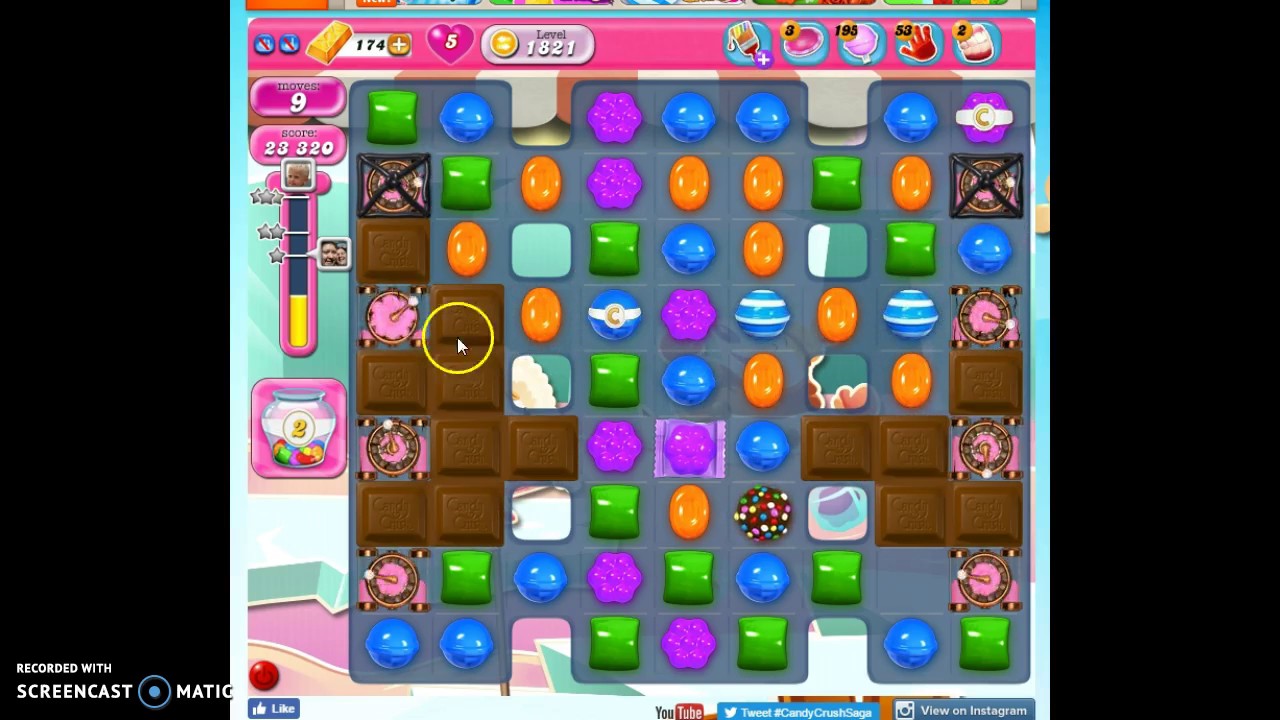 Candy Crush Level 1821 help w/audio tips, hints, tricks - YouTube