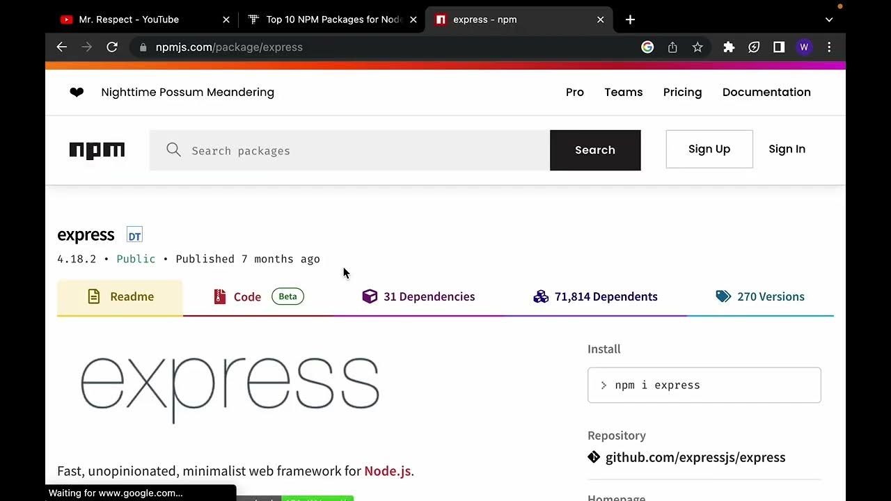 express js npm top package part 1 - YouTube