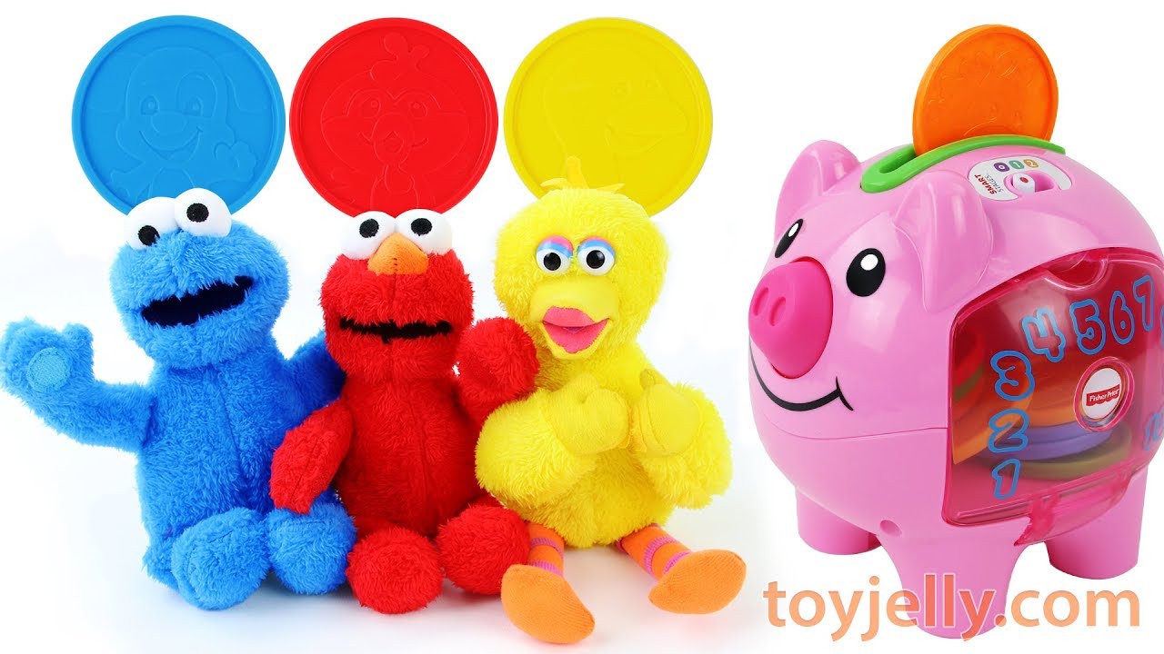Learn Colors Piggy Bank Baby Toys Kinder Joy Surprise Egg Elmo Big Bird ...