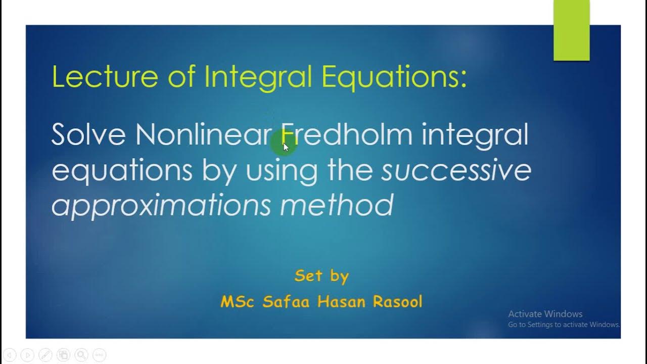 Solve Nonlinear Fredholm integral equations by using the successive ...