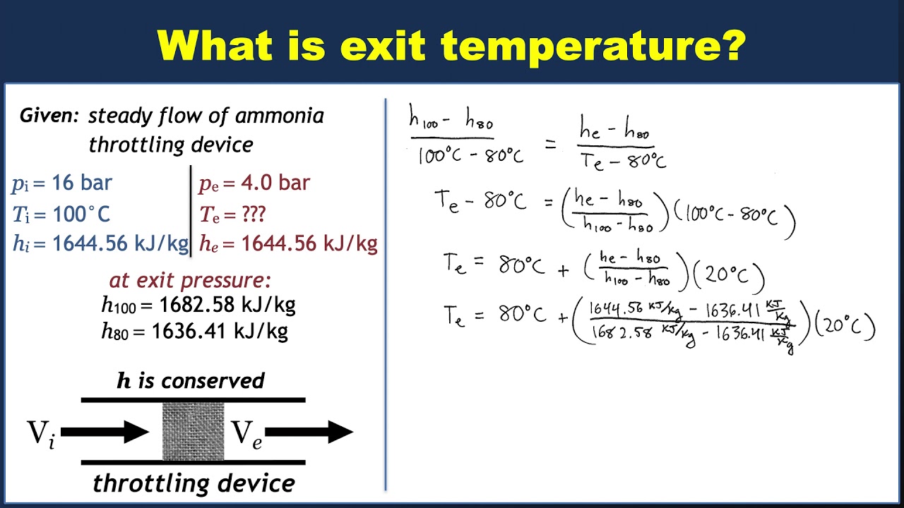 Example Finding The Exit Temperature Of A Throttling Device YouTube