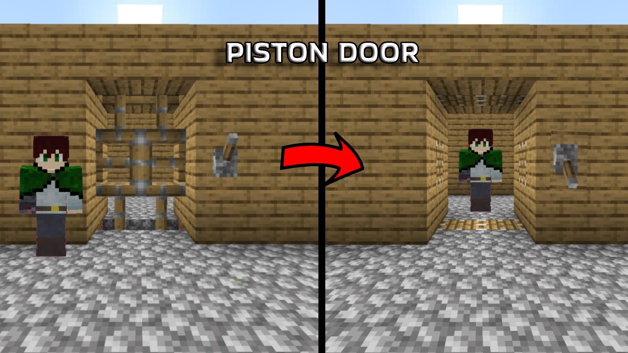 How to make a 3x2 PISTON DOOR in minecraft bedrock | Simple Redstone Builds - YouTube