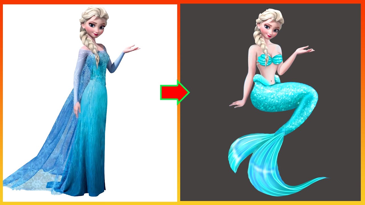 Elsa Anna Frozen Glow Up Into The Little Mermaid - Disney Princesses ...