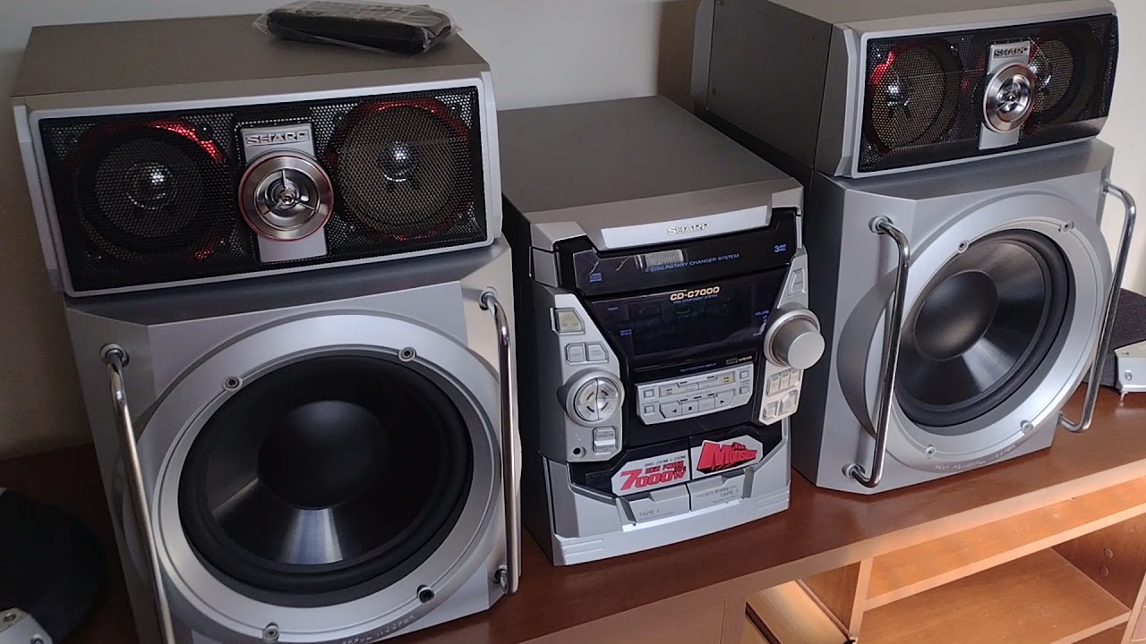 Raro Som Sharp CD-C7000 Bass music 7000w PMPO - 500W RMS - YouTube