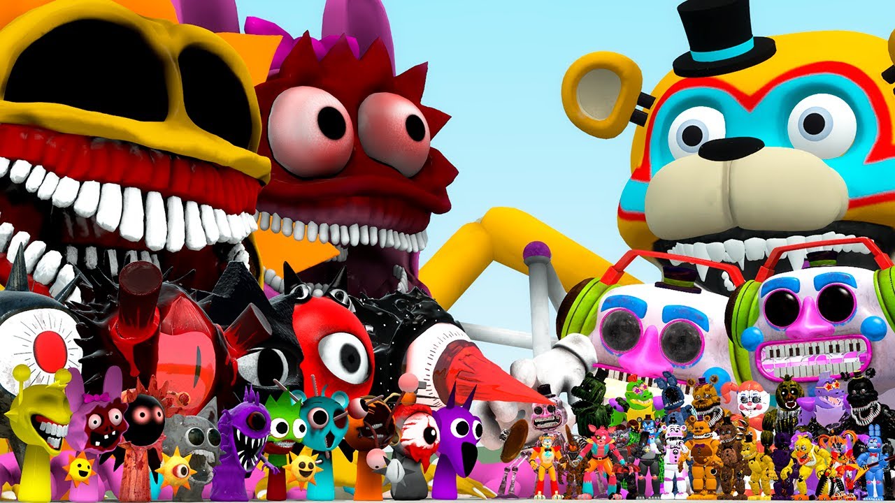 NEW HORROR SPRUNKI INCREDIBOX FAMILY VS ALL 1-10 FNAF ANIMATRONICS ...