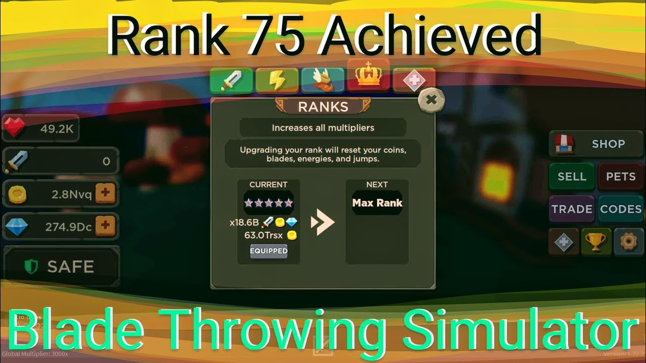 Rank 75 Achieved [Part 3] // Blade Throwing Simulator \\ Roblox - YouTube