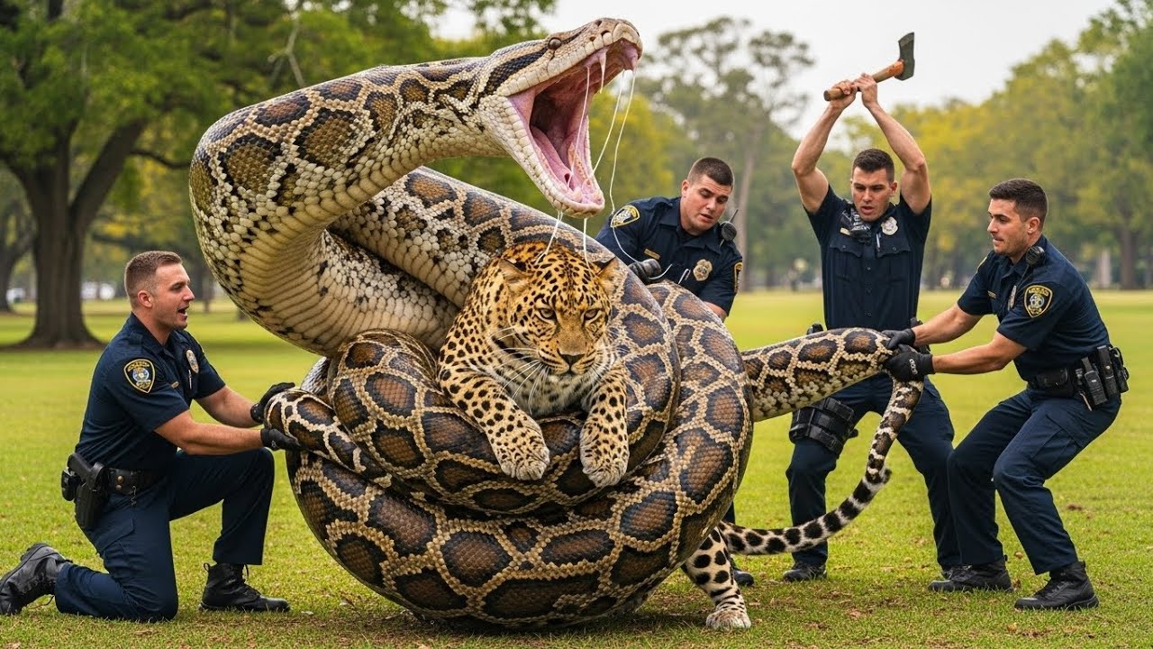 Rescue Heroes Battle a Colossal Python to Save a Trapped Leopard - YouTube