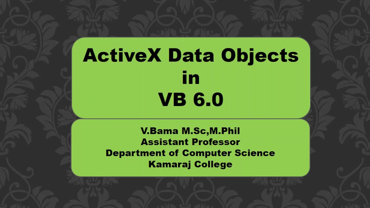 ADO I in Visual Basic - YouTube
