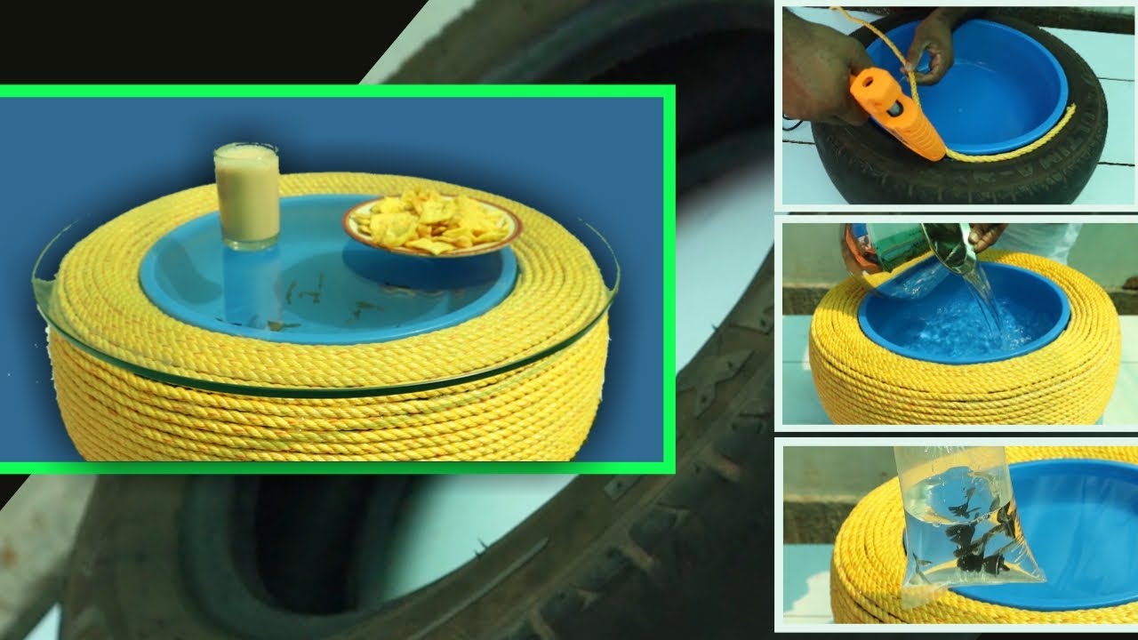 how to make car tyre aquarium teapoy | car tyre aquarium setup ...
