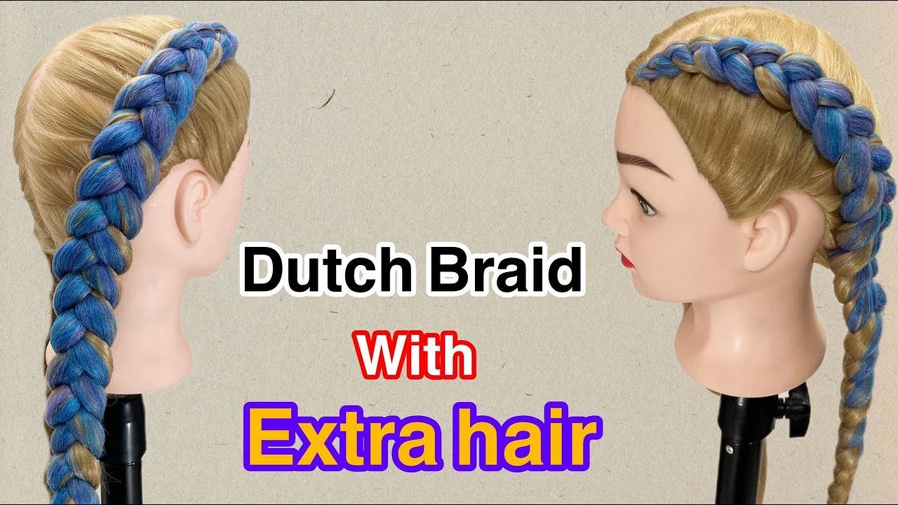 Dutch braid with extra hair _ Dutch braid tutorial with extra hair for ...