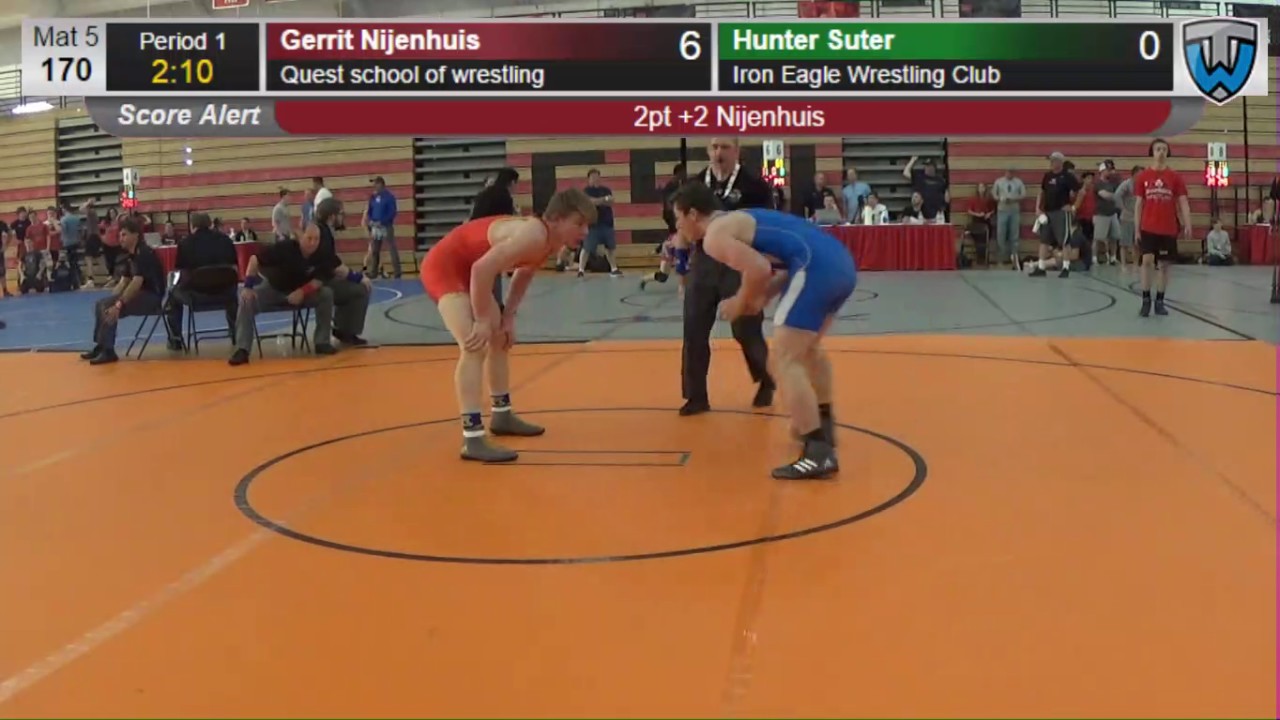116 Cadet 170 Gerrit Nijenhuis Quest school of wrestling vs Hunter ...