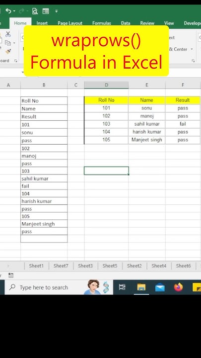 Use Of Wraprows Formula In Excel Shorts Excelshorts Exceltips Youtube
