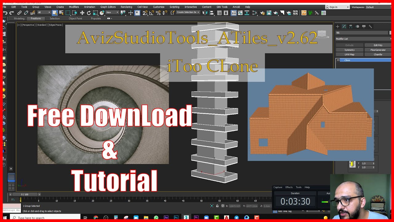 3Dmax Plugins AvizStudioTools ATiles Clone iToo Free daownload and tutorial - YouTube