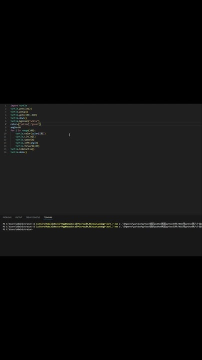 23 Use python to draw six connected spiral circles #pythontutorial # ...