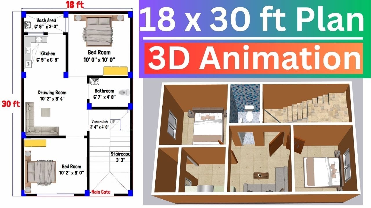 18x30 ft House Plan East Facing | 18x30 Ghar Ka Naksha | 18x30 House ...