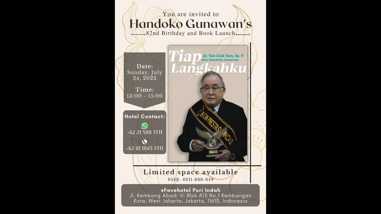 Birthday & Book Launch of dr Tan Giok Han Sp.P - YouTube