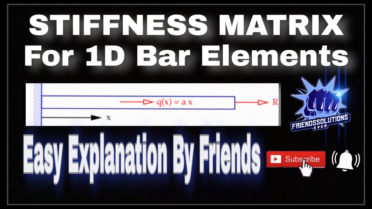 Stiffness Matrix For 1D Bar Elements || FEA || Stiffness Matrix - YouTube