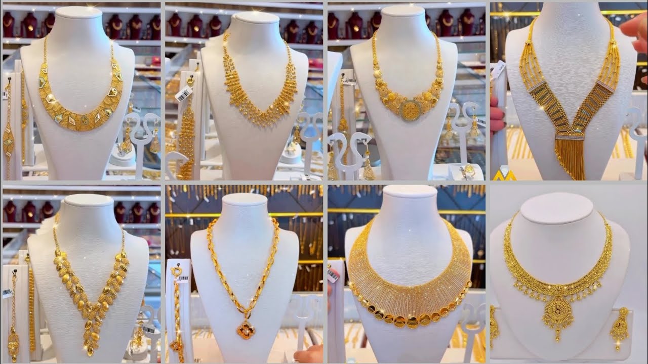 22k long gold necklace designs with weight ||gold mala set in different ...