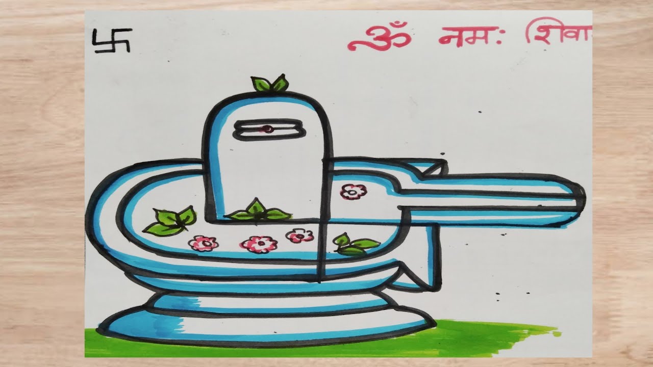 How to draw swastik into shivling//simple art drawing for kids//step by ...