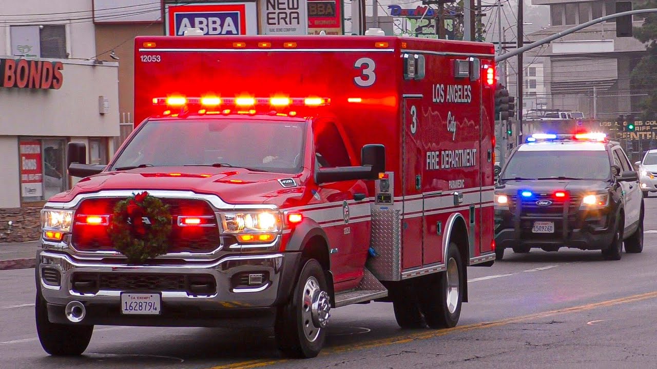 LAFD Rescue 209, Rescue 3, & LASD Transporting - YouTube