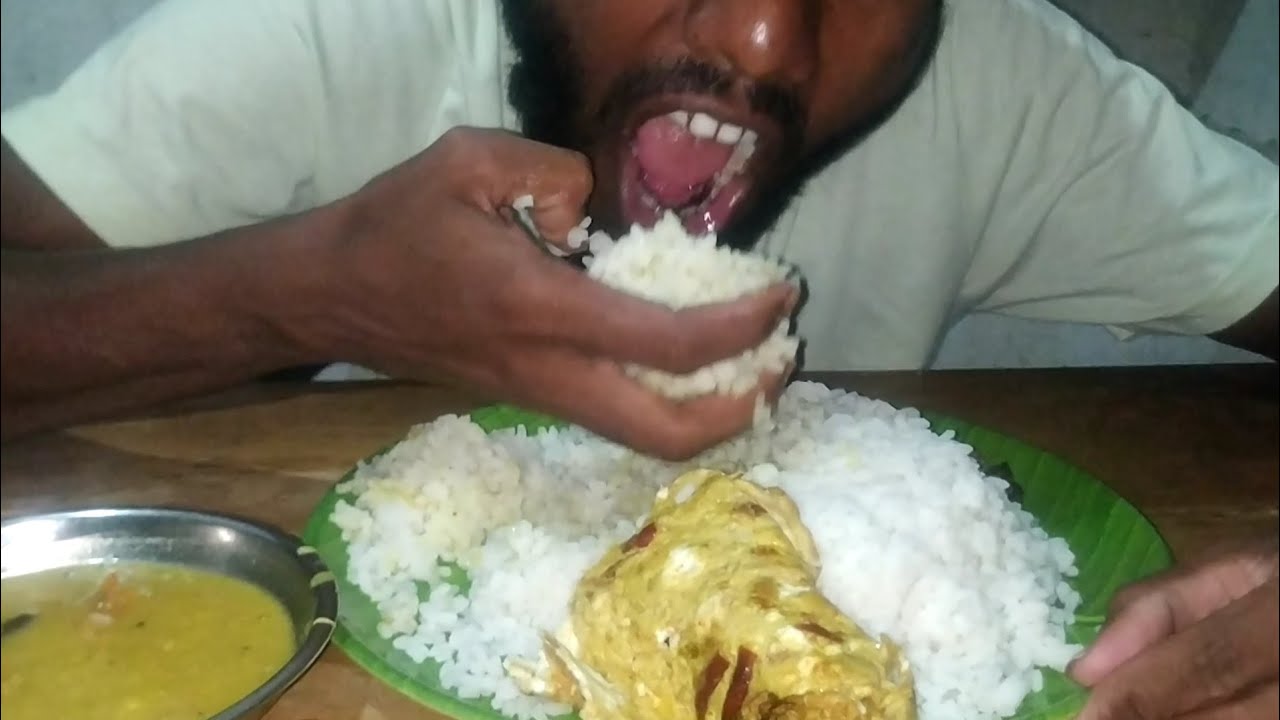 SAMBAR & EGG OMELETTE WITH RICE EATING VIDEO // Village Eating Channel ...