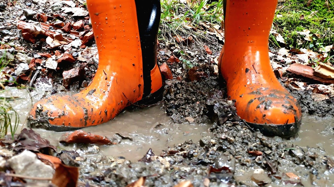 Safety Rubber boots in mud - YouTube