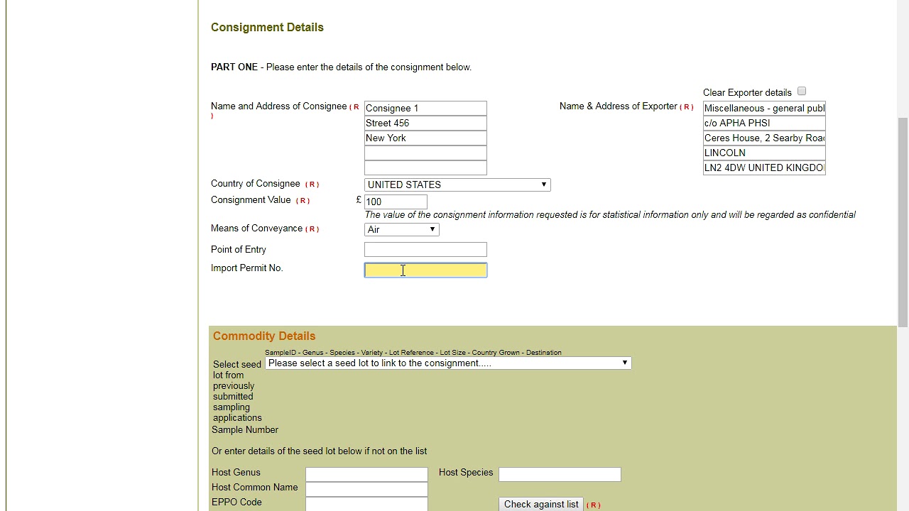 PHE90b - application for a phytosanitary certificate of a seed lot ...