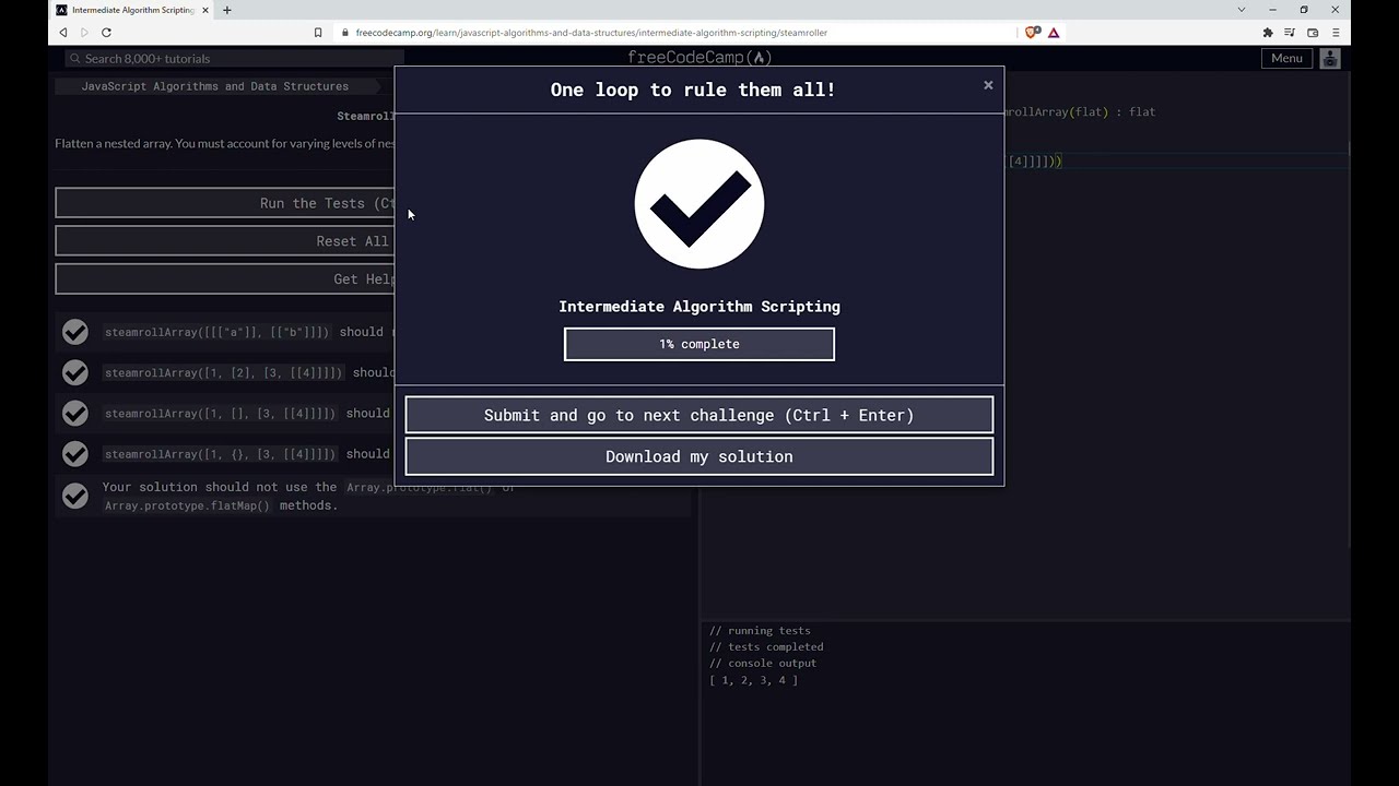 Intermediate Algorithm Scripting 1621 Steamroller Freecodecamp Youtube 9443