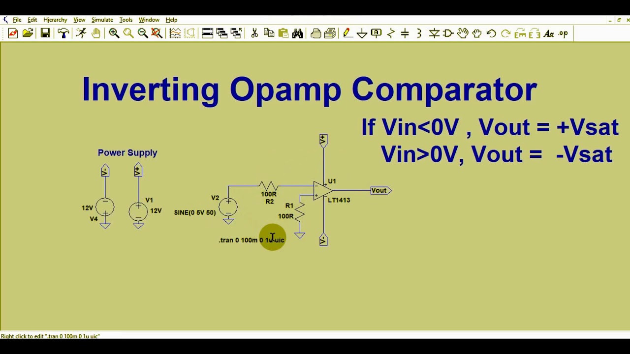 Ltspice Opamp Inverting Comparator Simulation Youtube 2461