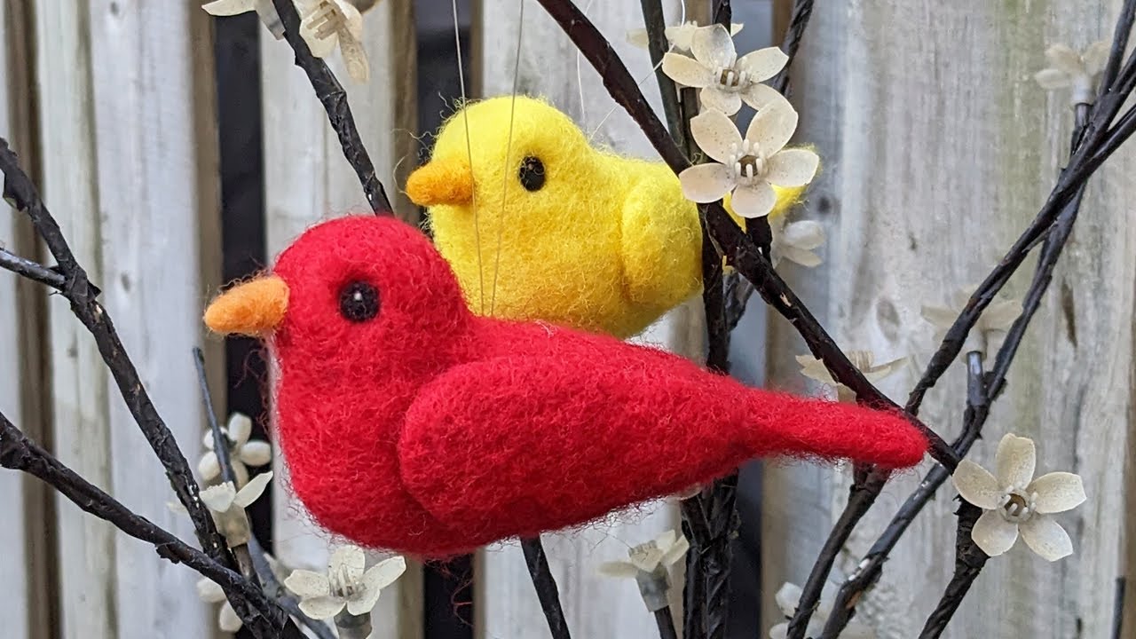 Needle Felt a Basic Bird and How to String It to Hang - YouTube