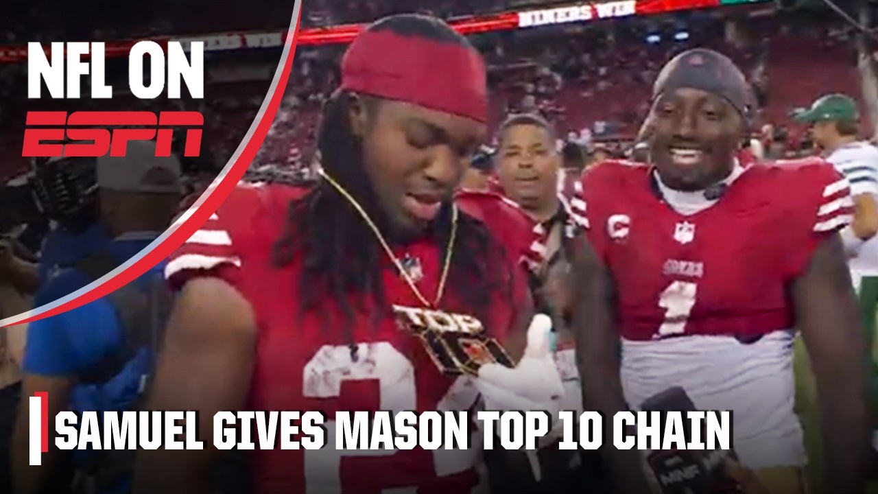 Deebo Samuel gives Jordan Mason the SC TOP 10 CHAIN after big Week 1 in ...