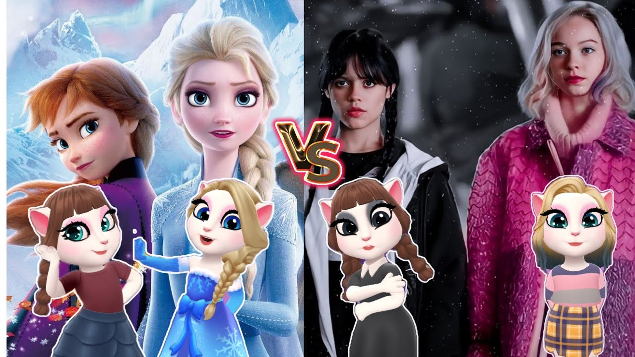 My Talking Angela 2 🥰🥰 Frozen Queen Elsa And Anna Queen Vs Wednesday ...