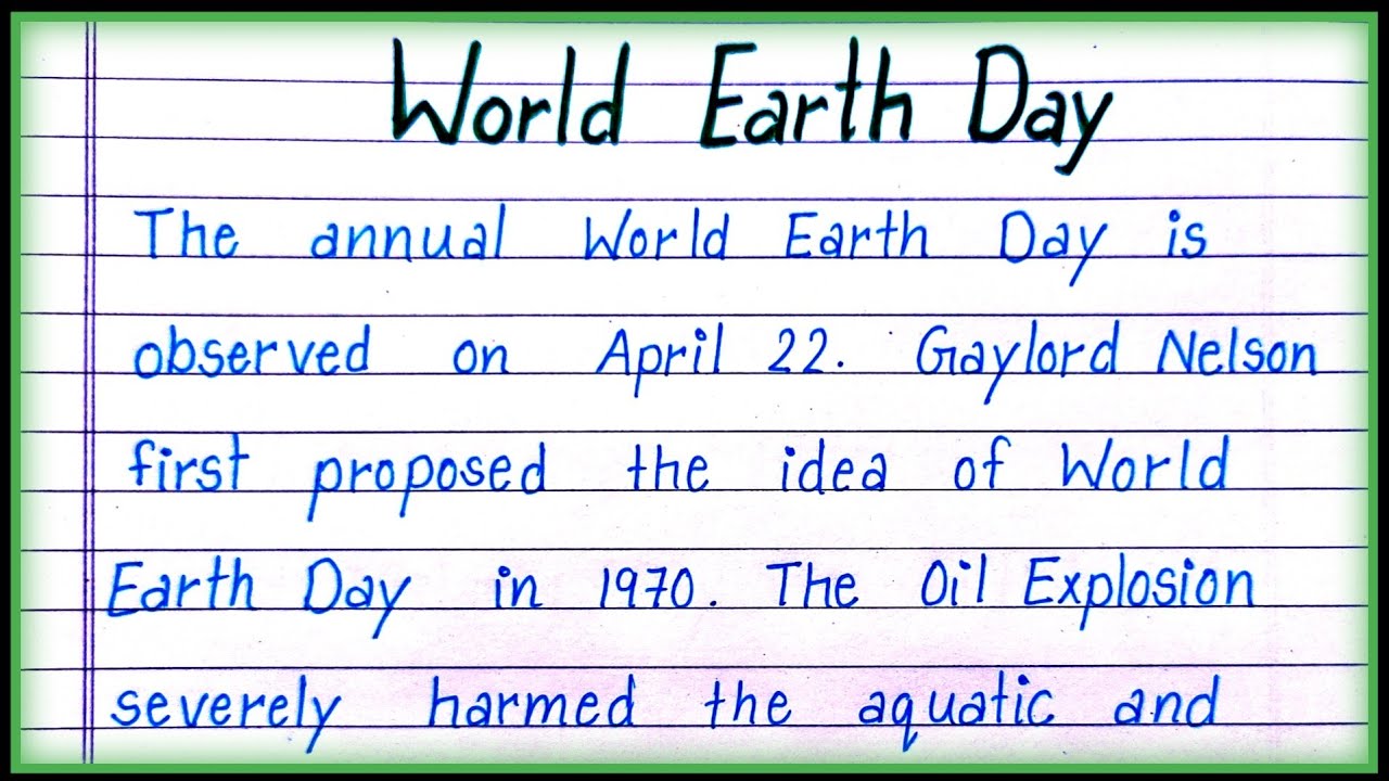 10 Lines on World Earth Day in English| Essay on World Earth Day| - YouTube