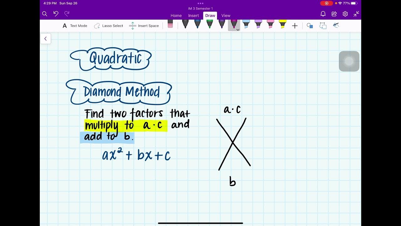 Factoring Quadratics: Diamond Method - YouTube