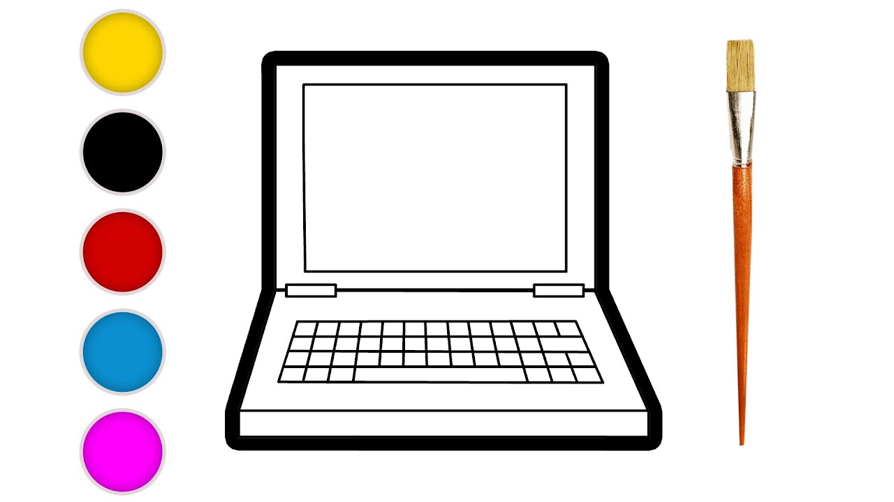 Laptop drawing | easy step by step - YouTube