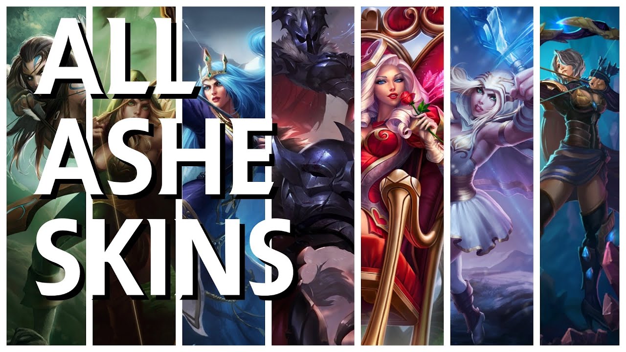 All Ashe Skins (Freljord, Sherwood Forest, Woad, Queen, Amethyst ...