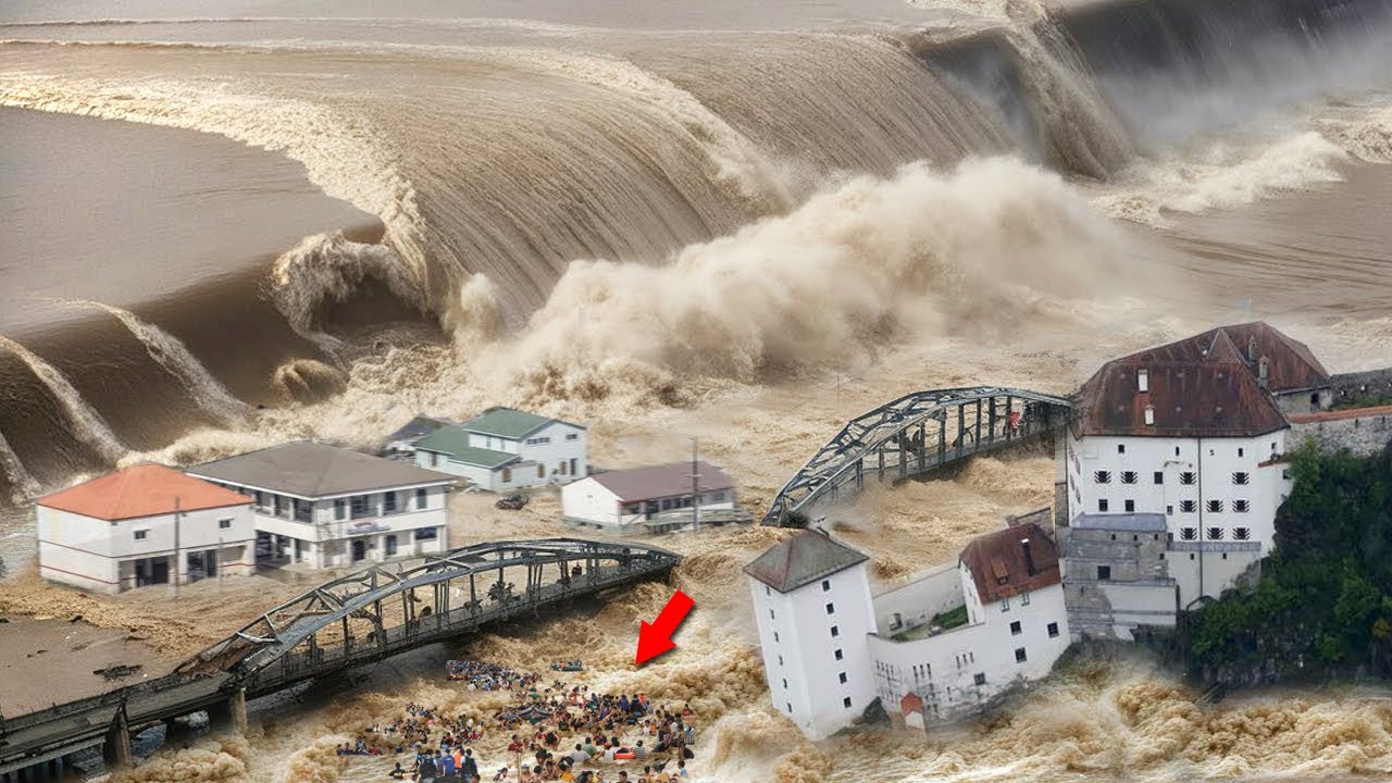 Tsunami in Malaga, Spain today! Benamargosa river overflow during DANA ...