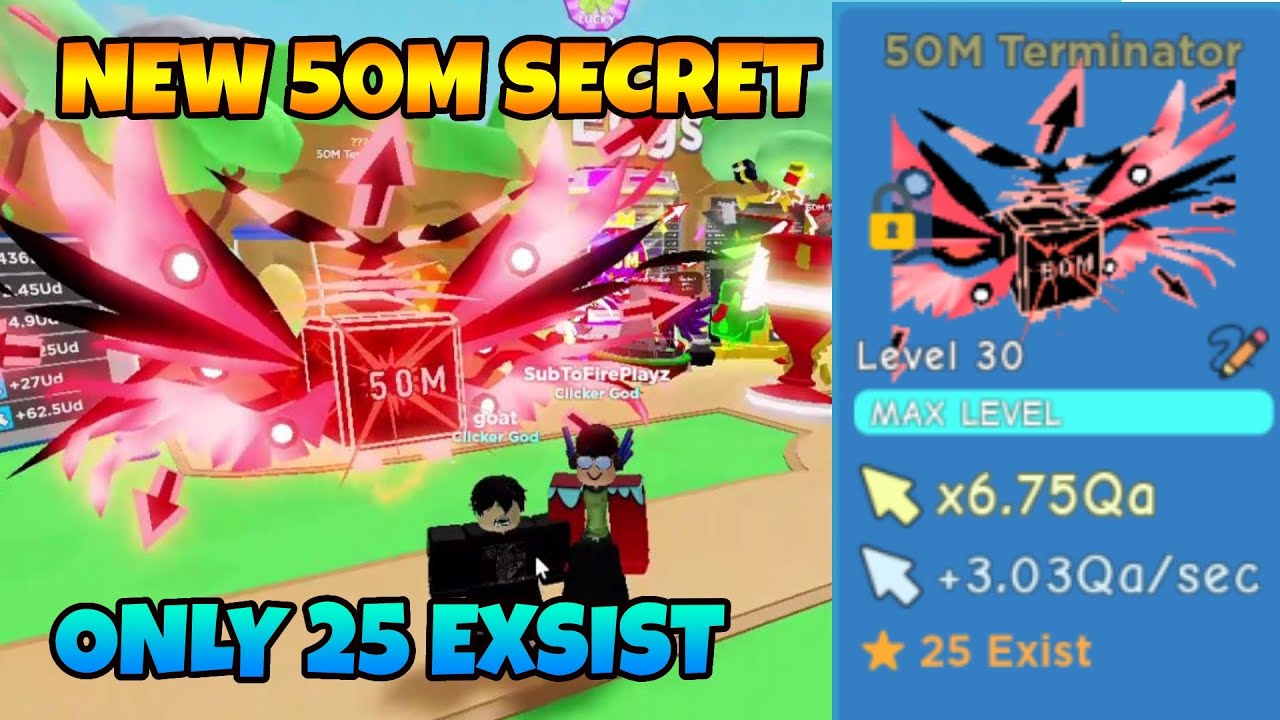 🏆 GOT THE 50M TERMINATOR SECRET PET IN CLICKER SIMULATOR ROBLOX - YouTube