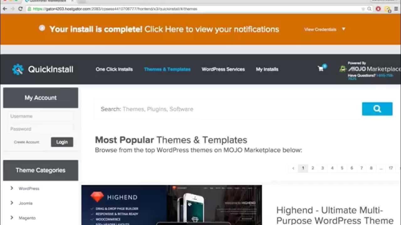 NEW How to install WordPress from cPanel 2015- HostGator QuickInstall - YouTube