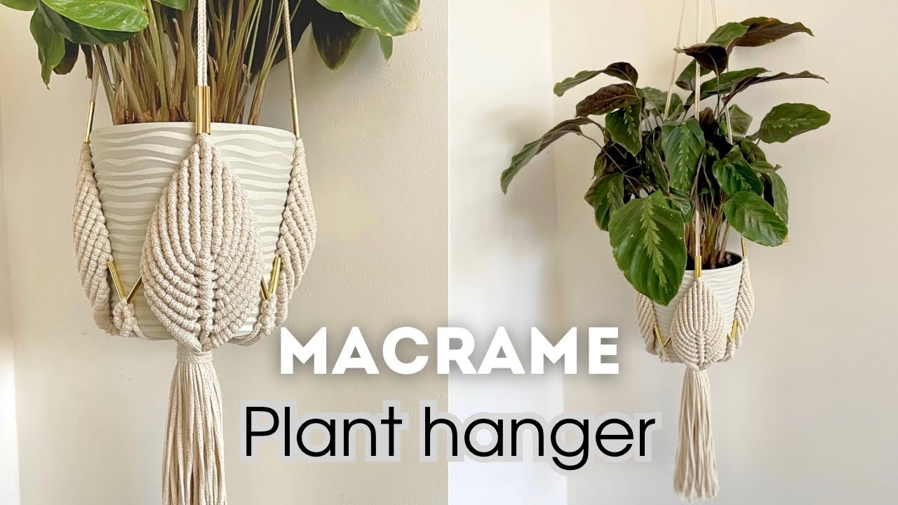 DIY Plant Hanger Macrame Tutorial leaf pattern - YouTube