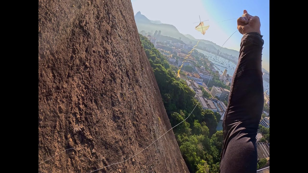 I flew a kite while climbing a 150m mountain - YouTube