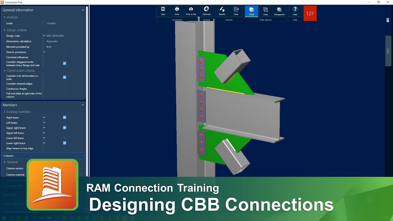 Designing Column-Beam-Brace (CBB) Gusset Connections in RAM Connection ...