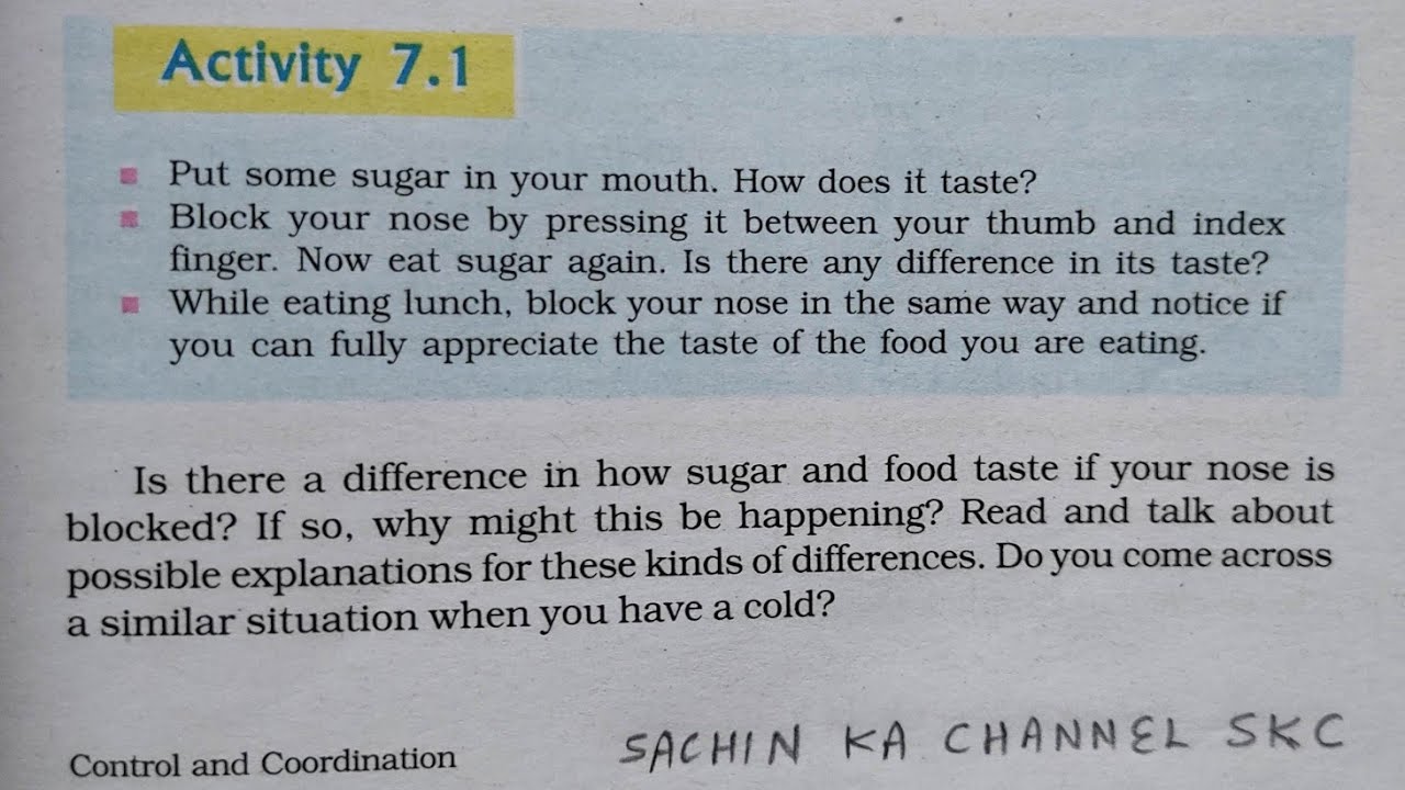 Activity 7.1, Control and Coordination, chapter 7, 10th class (part 2 ...