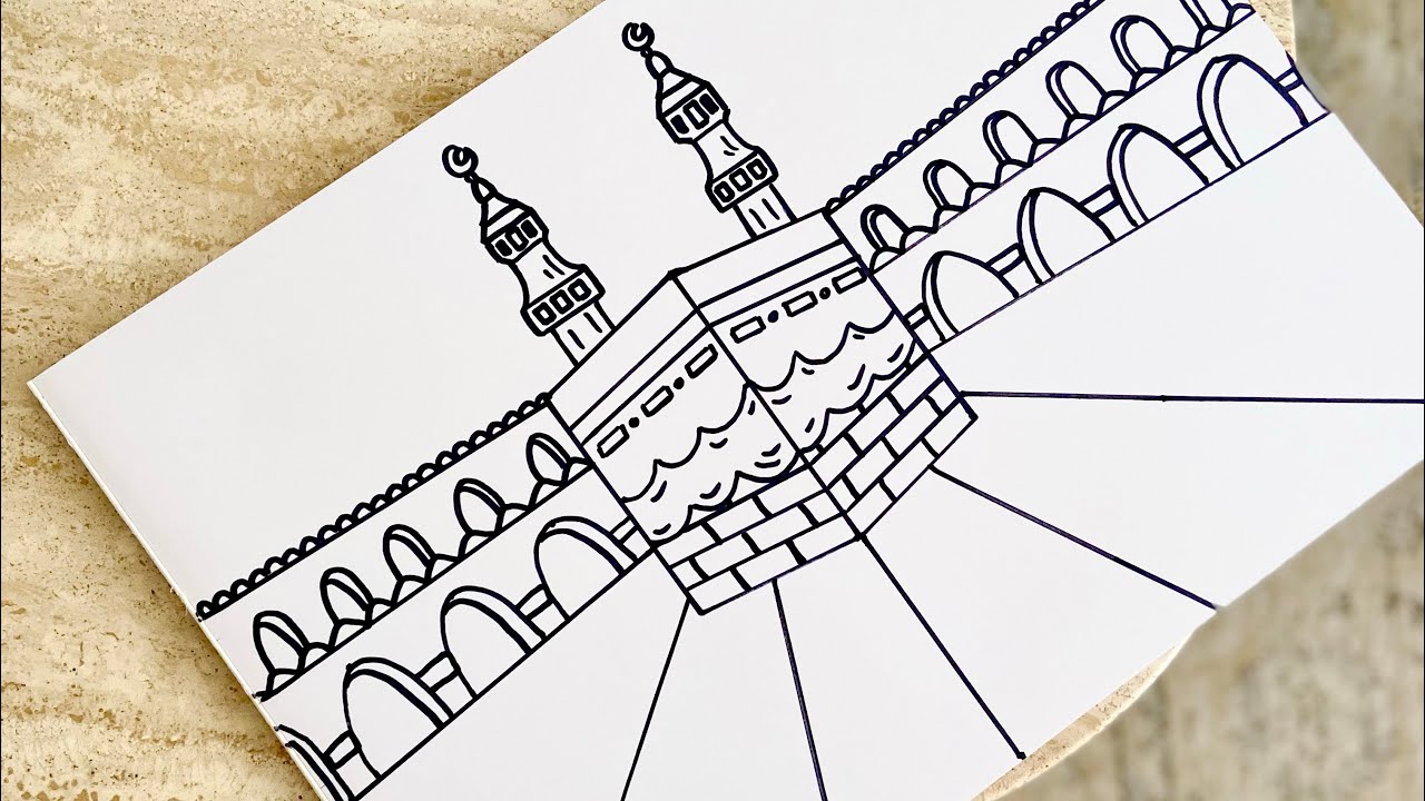🎨 KOLAY TEKNIKLERLE KABE ÇIZIMI 🕋 || KAABA DRAWING EASY TUTORIAL - YouTube