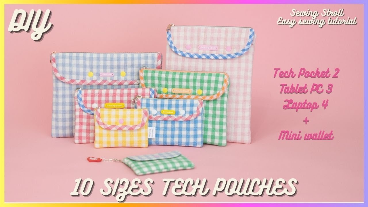 10 Size Tech Pouch& Laptop sleeve Sewing Tutorial | Laptop, Tablet ...