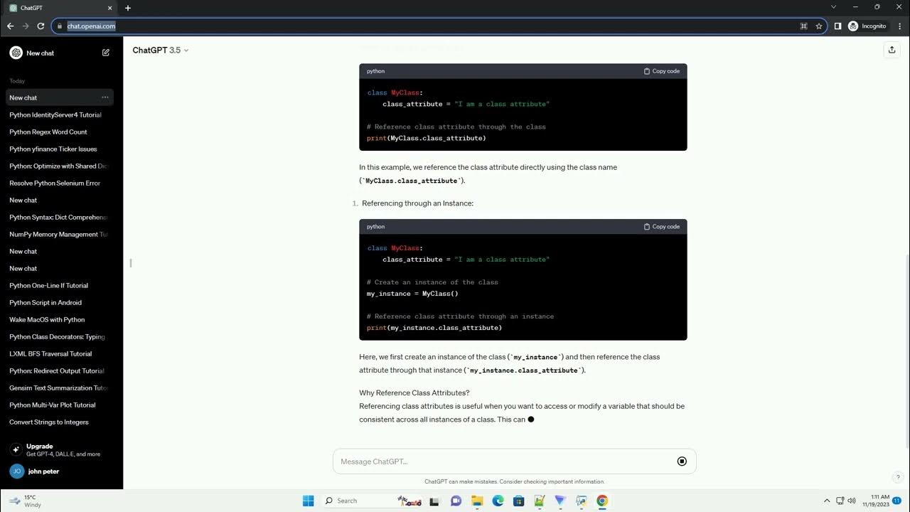 Python Referencing a class attribute - YouTube