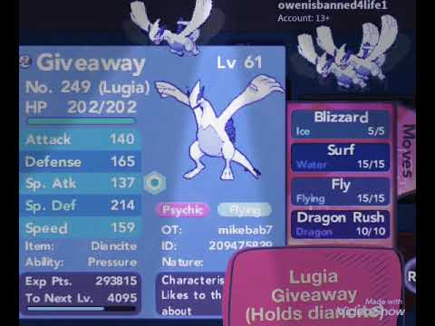 LUGIA GIVEAWAY | roblox Pokemon brick bronze - YouTube