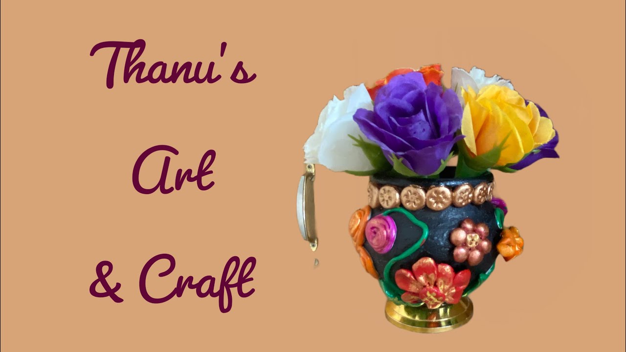 Pot painting using mouldit clay/ embossed pot painting/ 3D pot painting ...