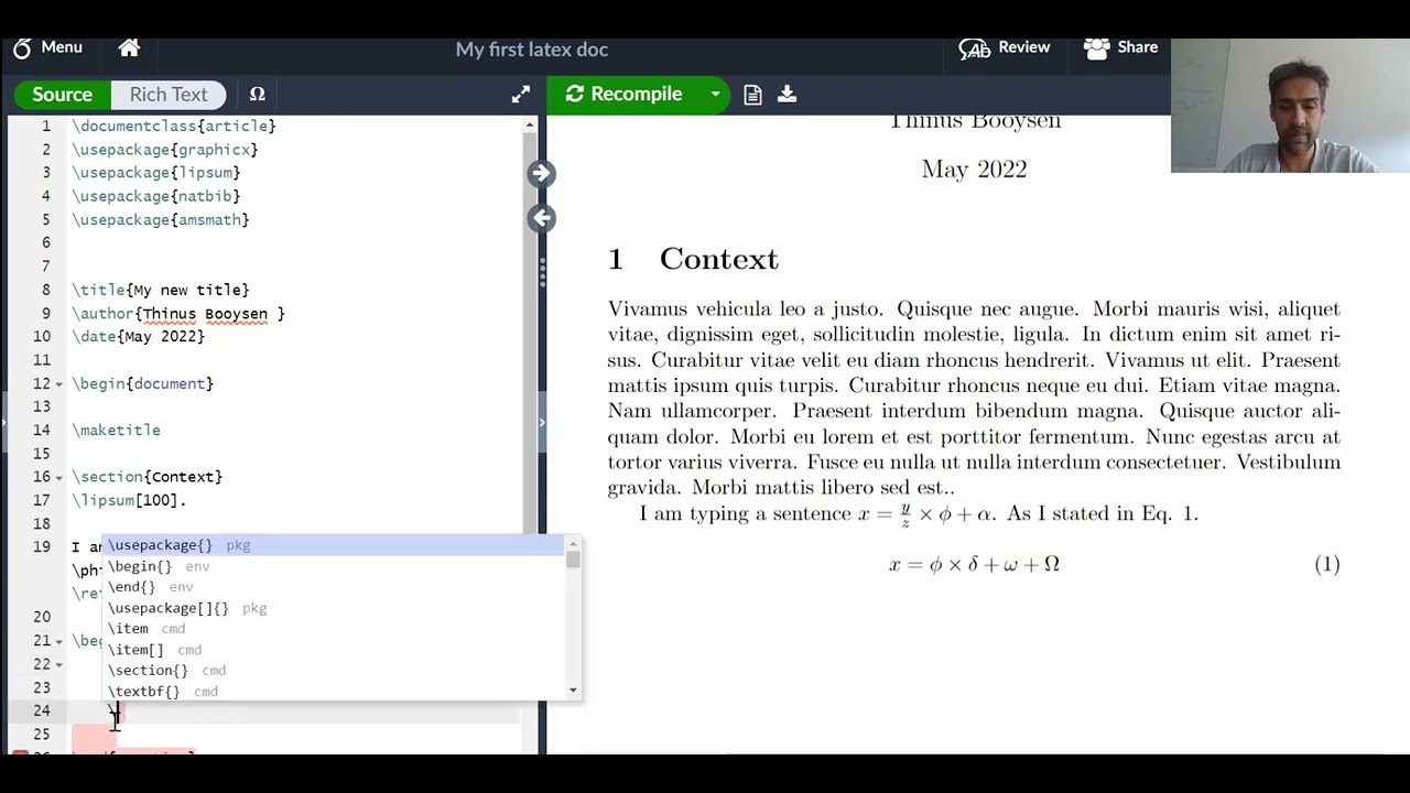 L05: Working With Math Equations And Expressions In Latex And Overleaf